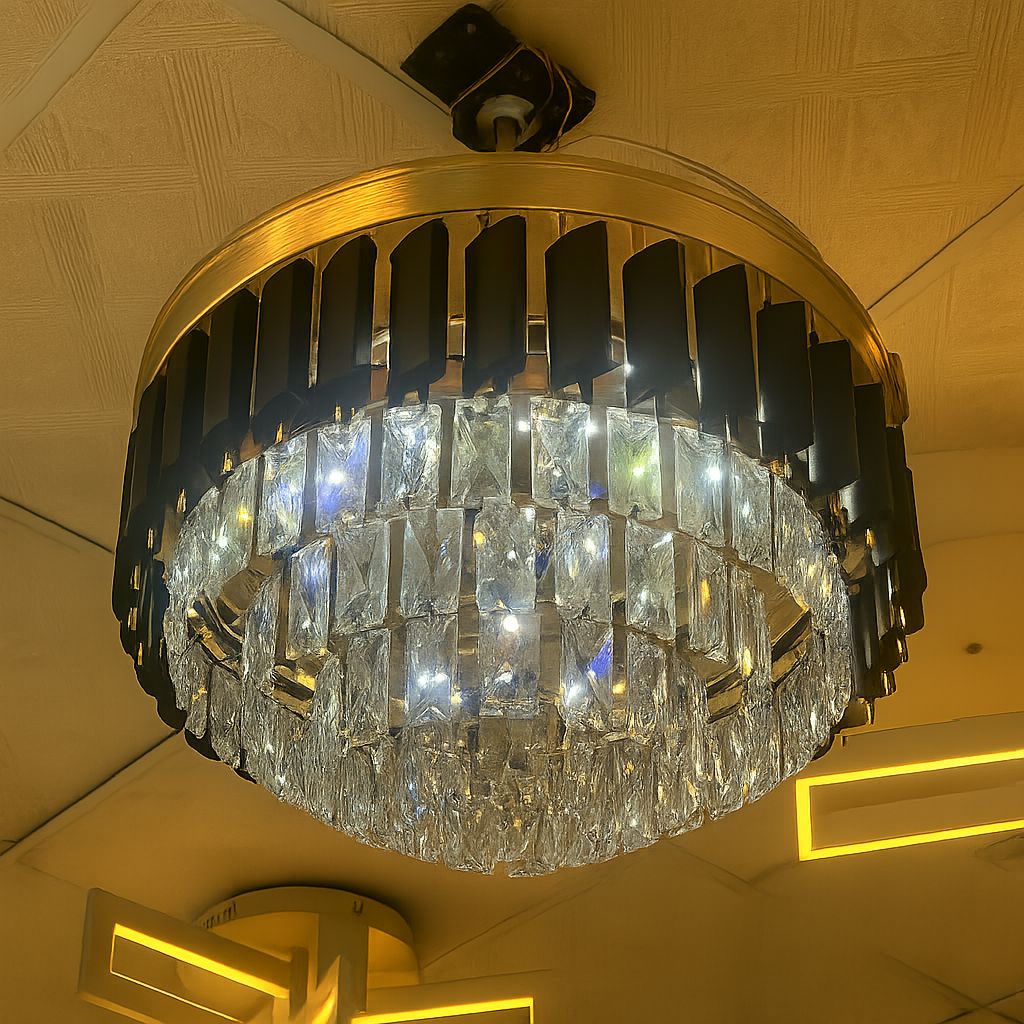 Lustre LED cristal moderne rond- éclairage élégant pour salon